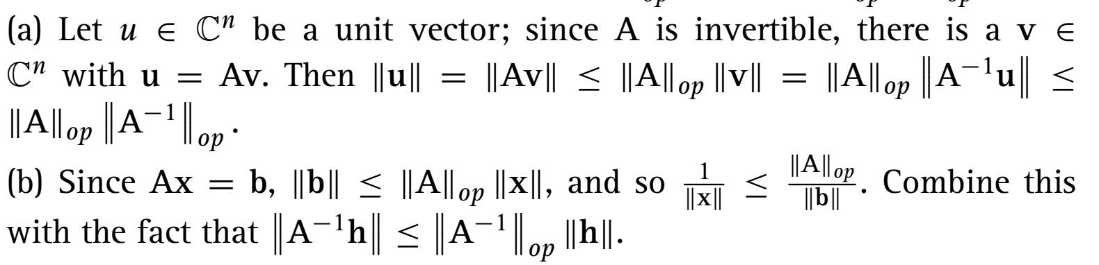 Solved - The condition number of an invertible matrix A e | Chegg.com