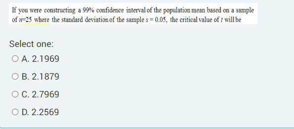 Solved If you were constructing a 99% confidence interval of | Chegg.com