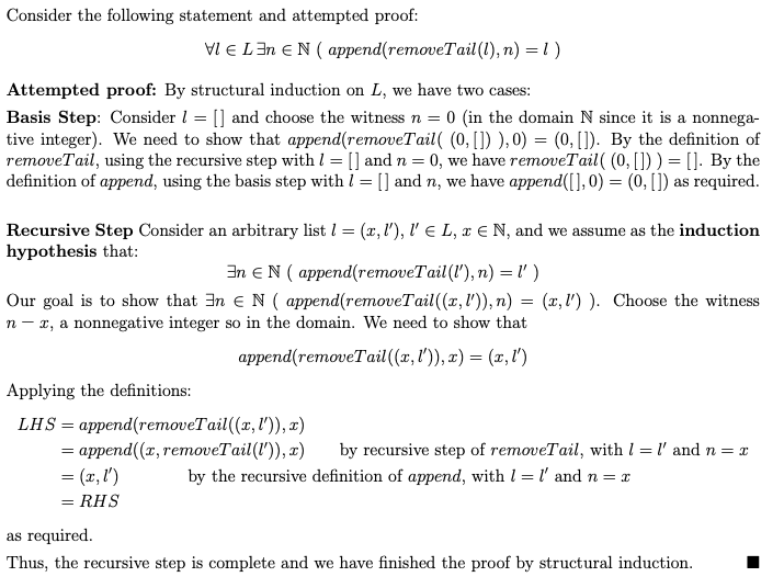 Consider the following statement and attempted proof: | Chegg.com