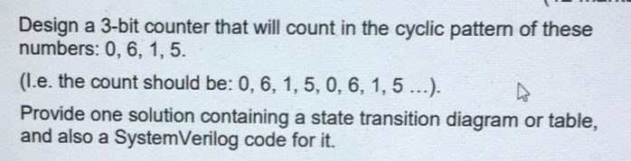 Design a 3-bit counter that will count in the cyclic | Chegg.com