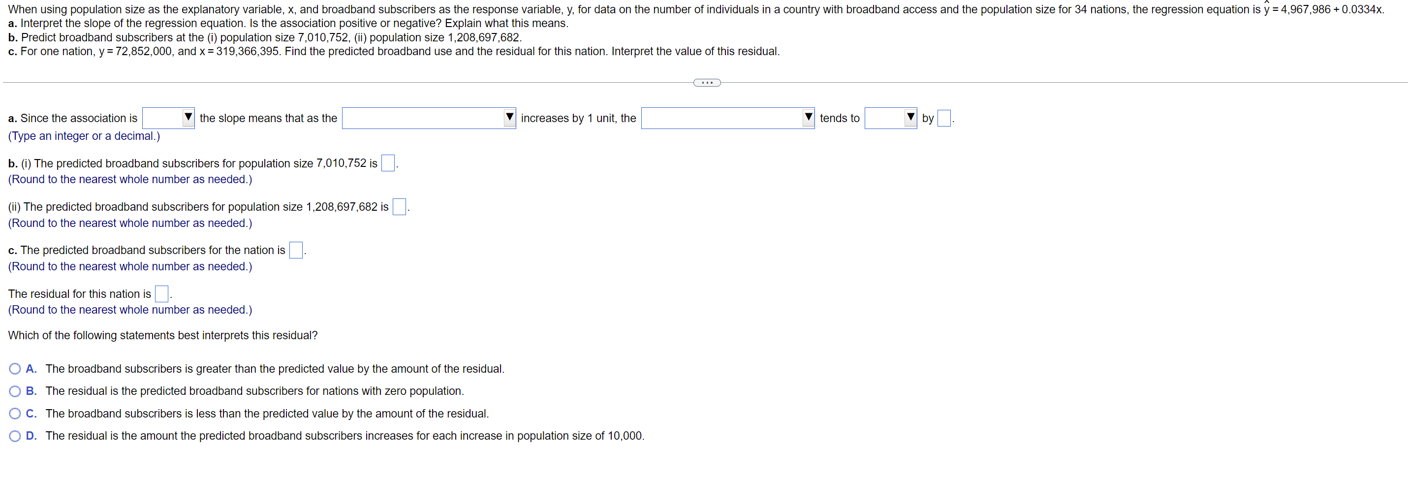 Solved a. ﻿Interpret the slope of the regression equation. | Chegg.com
