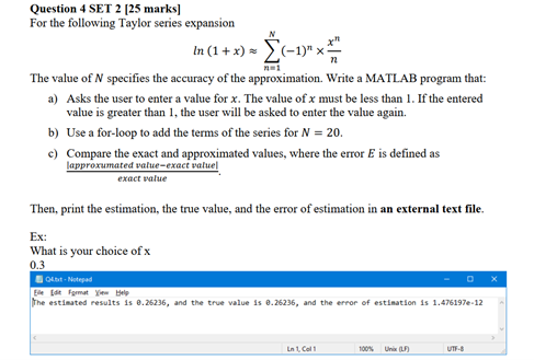 Solved Question 4 SET 2 [25 marks] For the following Taylor | Chegg.com