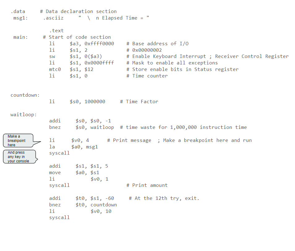 Solved .data msg1: # Data declaration section asciiz In | Chegg.com