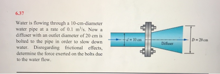 Solved 6.37 Water is flowing through a 10-cm-diameter water | Chegg.com