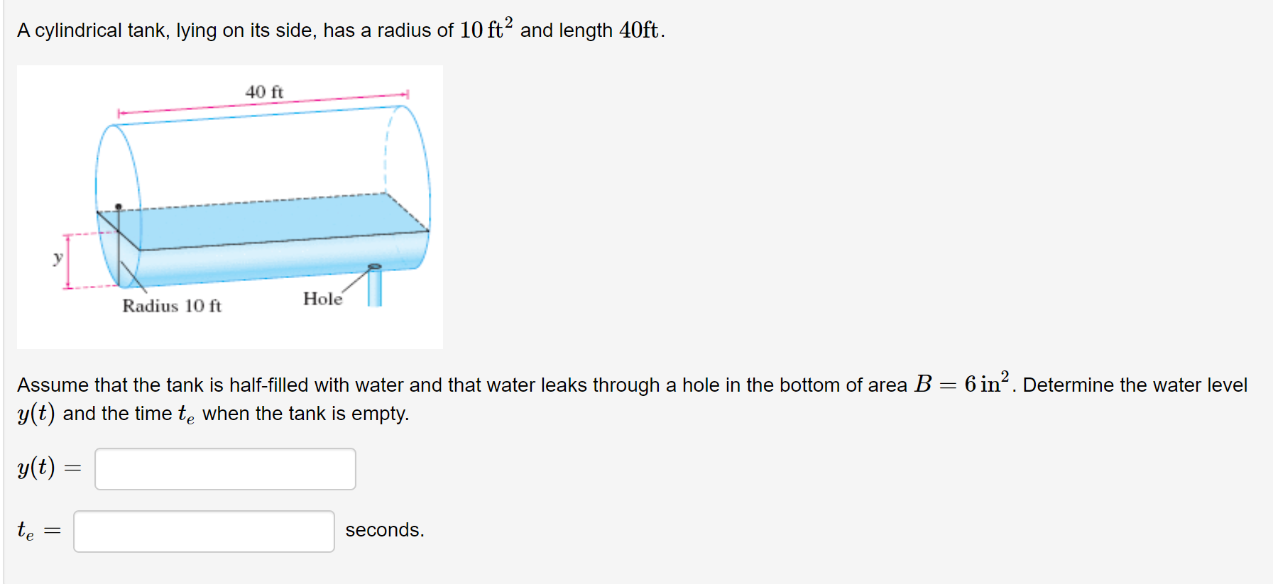 Solved A cylindrical tank, lying on its side, has a radius | Chegg.com