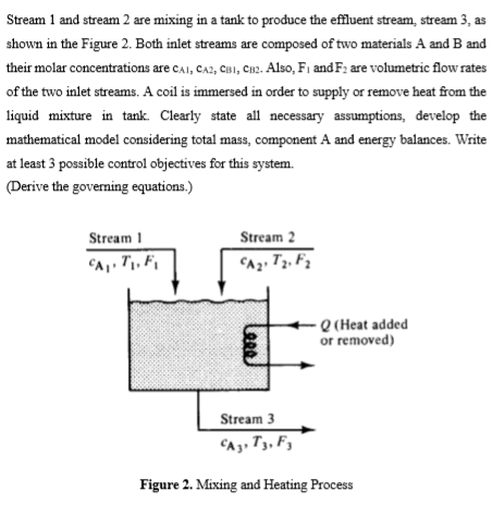 Solved Stream 1 and stream 2 are mixing in a tank to produce | Chegg.com