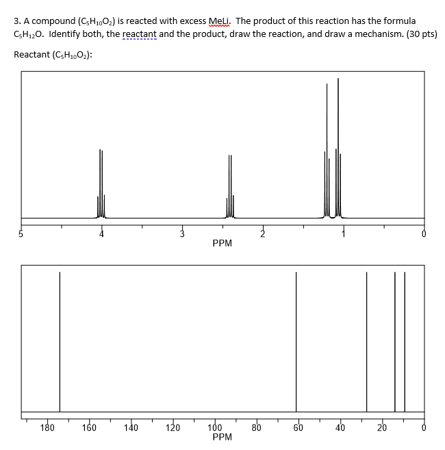 Solved 3. A compound (C-H₁00₂) is reacted with excess Meli. | Chegg.com