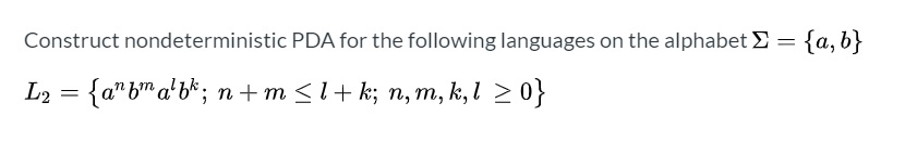 Solved Construct nondeterministic PDA for the following | Chegg.com