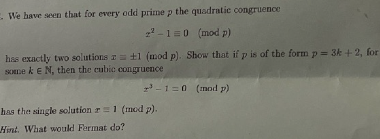 Solved We have seen that for every odd prime p the quadratic | Chegg.com