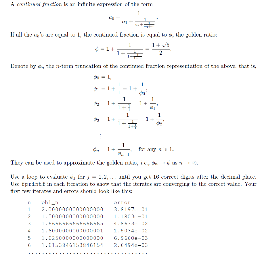 Solved A continued fraction is an infinite expression of the | Chegg.com