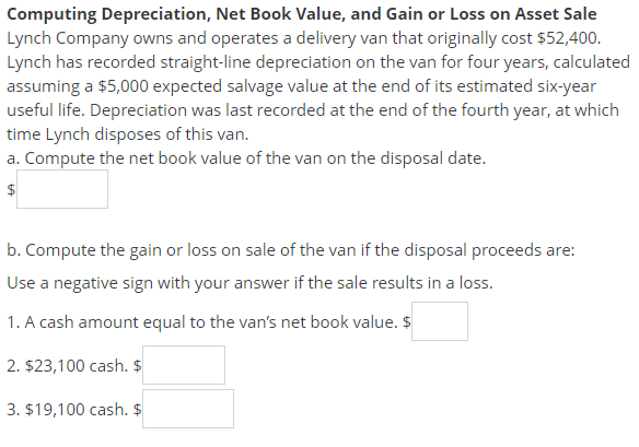 Solved Computing Depreciation, Net Book Value, and Gain or | Chegg.com