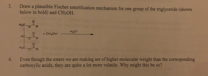 Solved Draw a plausible Fischer esterification mechanism for | Chegg.com