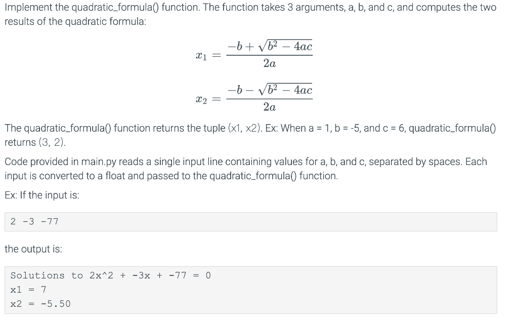 Quadratic Function Formula Quadratic Function Formula