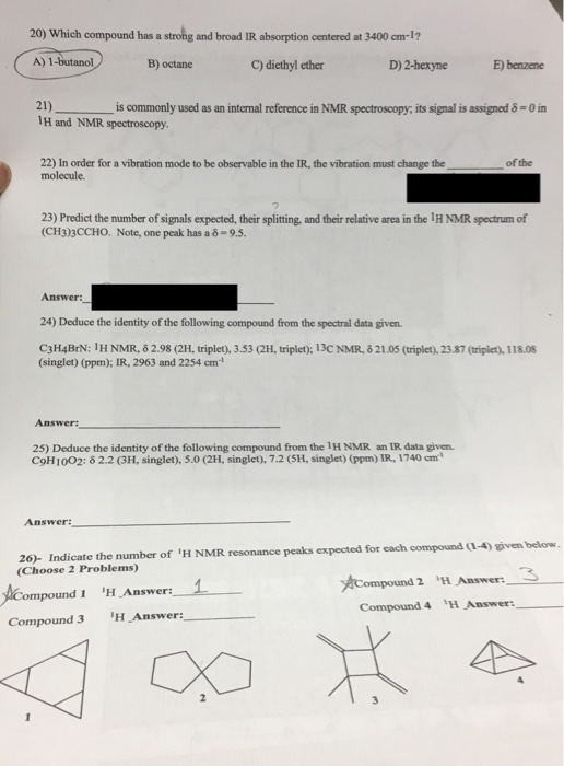 Solved 20) Which compound has a strohg and broad IR | Chegg.com