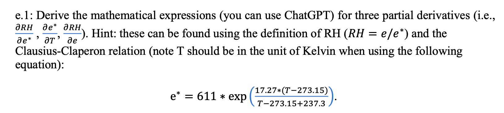 Solved e.1: Derive the mathematical expressions for three | Chegg.com