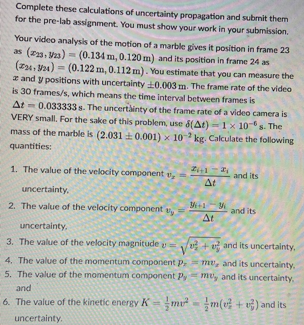 Solved Complete these calculations of uncertainty | Chegg.com