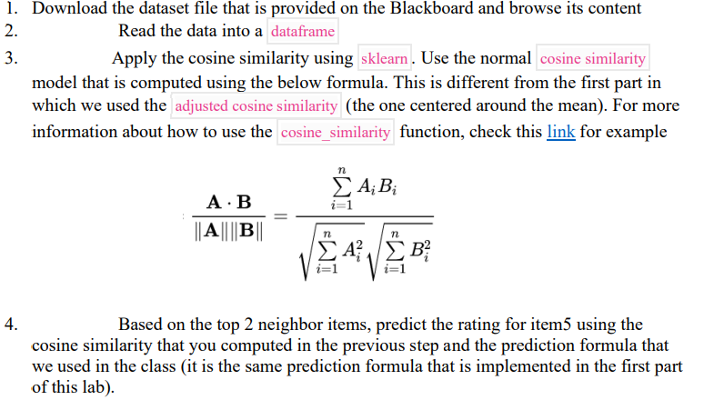 Solved 1. Download the dataset file that is provided on the | Chegg.com