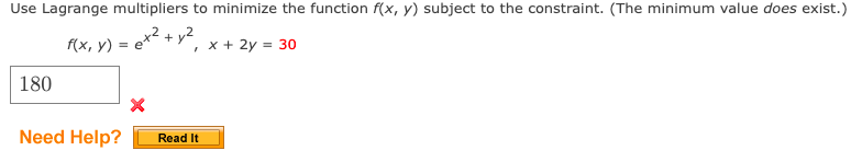 Solved Use Lagrange multipliers to minimize the function | Chegg.com