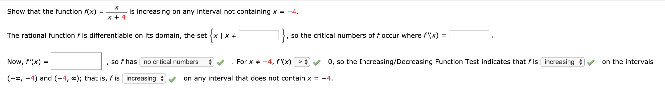 Solved X Show that the function f(x) = _*_ is increasing on | Chegg.com