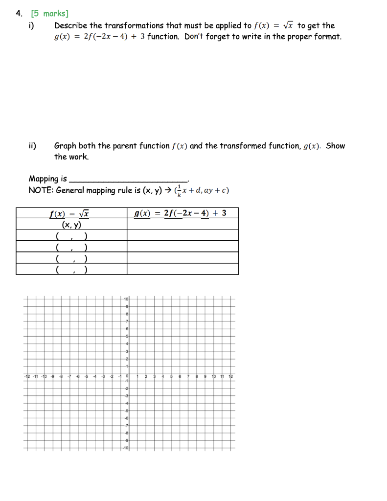 Solved [5 marks] i) Describe the transformations that must | Chegg.com