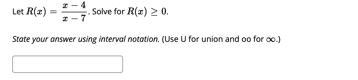 Solved Let R(x)=x-4x-7. Solve for R(x)≥0.State your answer | Chegg.com Solved Let R(x)=x-4x-7. Solve for R(x)≥0.State your answer | Chegg.com