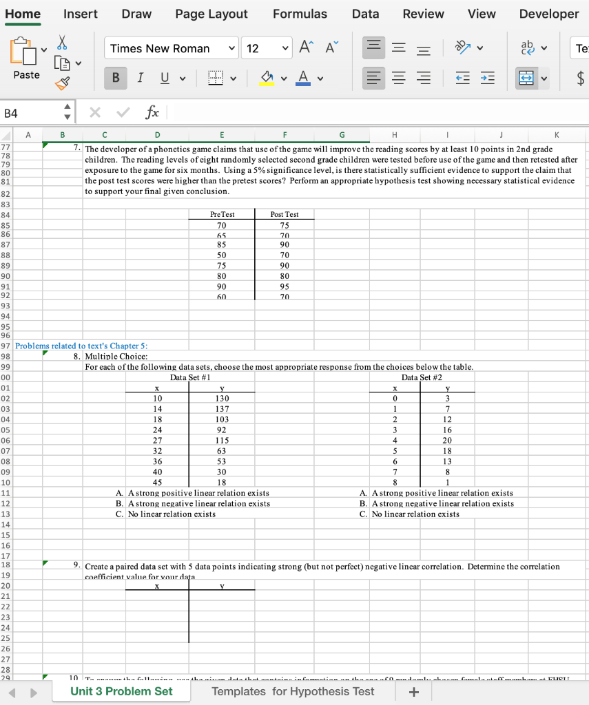 Solved Home Insert Draw Page Layout Formulas Data Review | Chegg.com