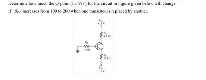 Solved Determine how much the Q-point (Ic, Vce) for the | Chegg.com
