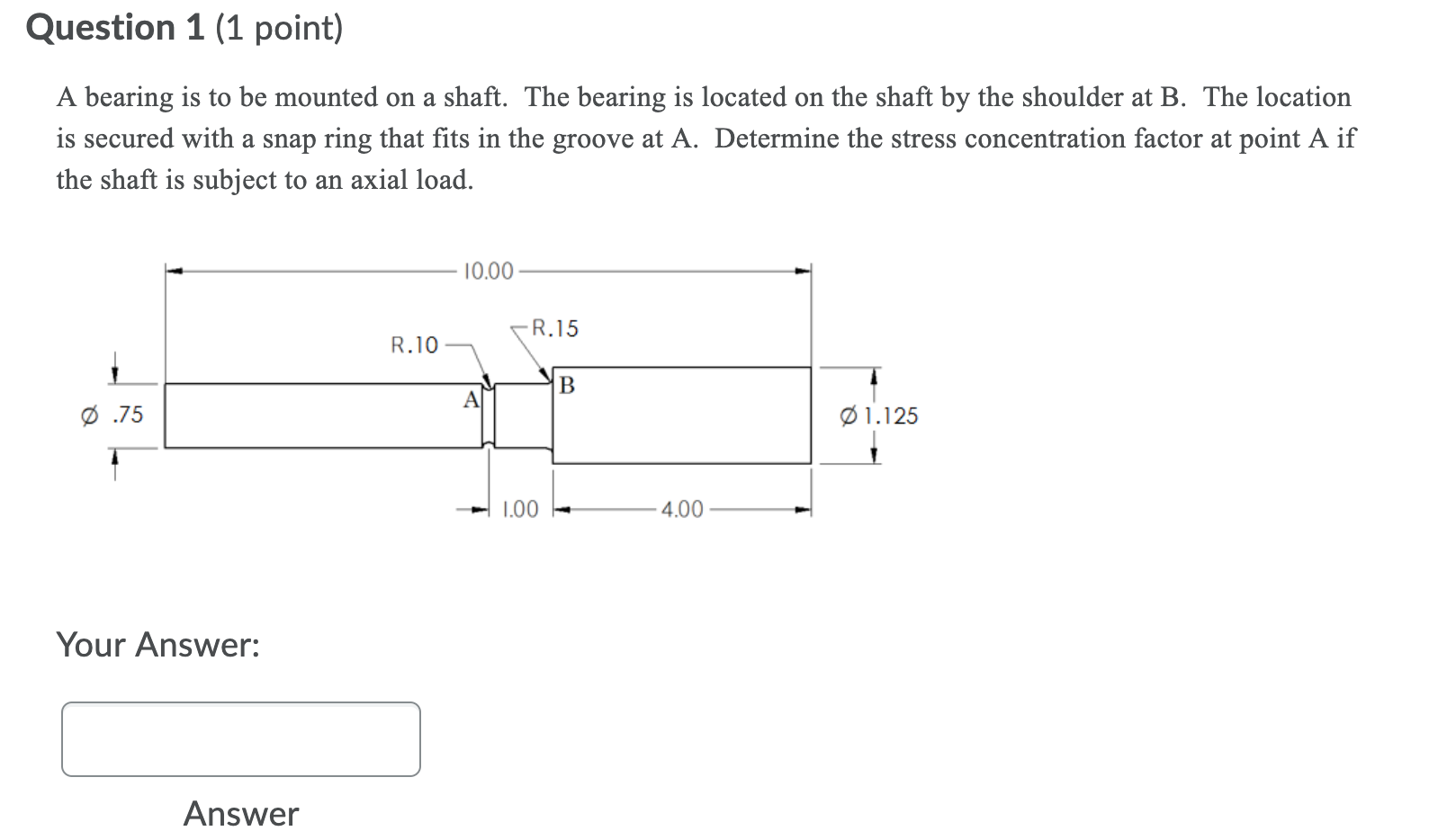 Solved Question 1 (1 point) A bearing is to be mounted on a | Chegg.com