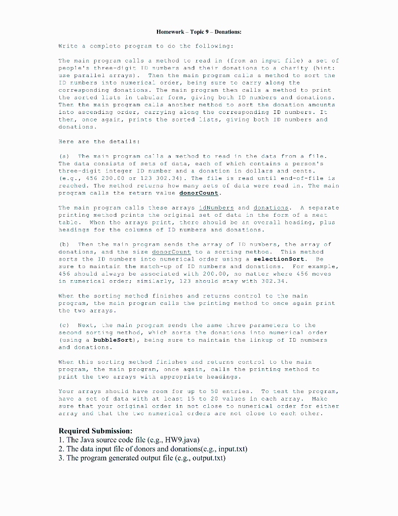 Solved Homework - Topic 9 - Donations: Write a complete | Chegg.com