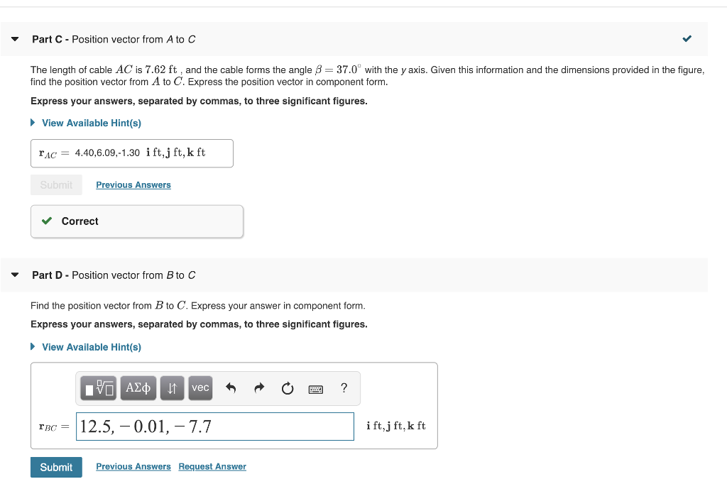 Solved Part A Position vector from Ato B Learning Goal To | Chegg.com