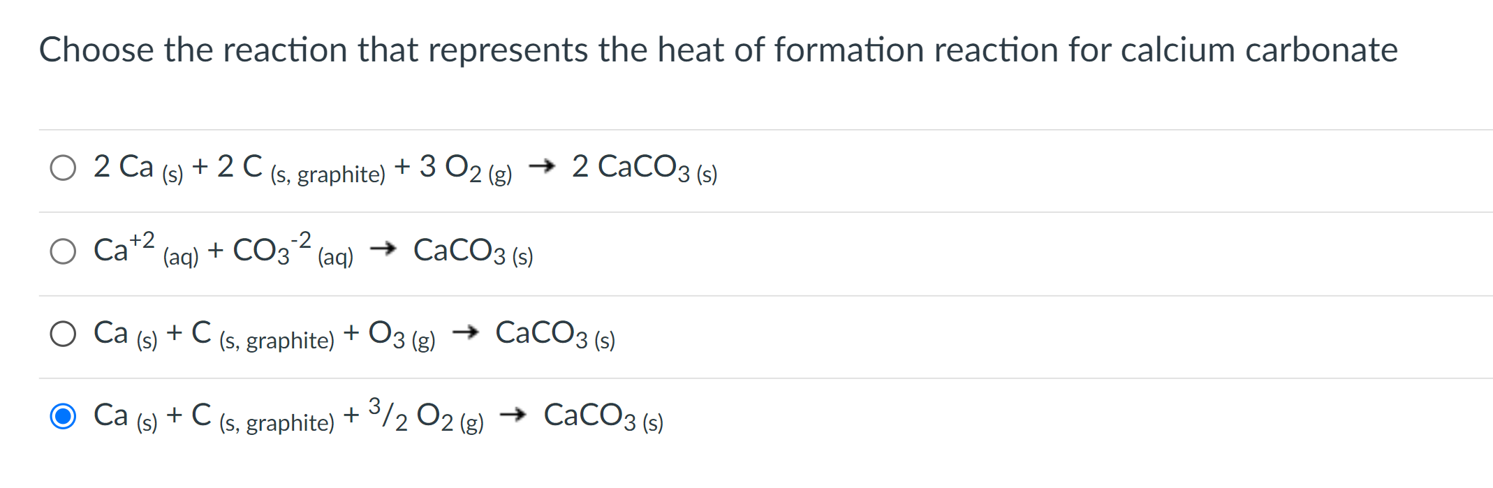 Solved Choose the reaction that represents the heat of | Chegg.com