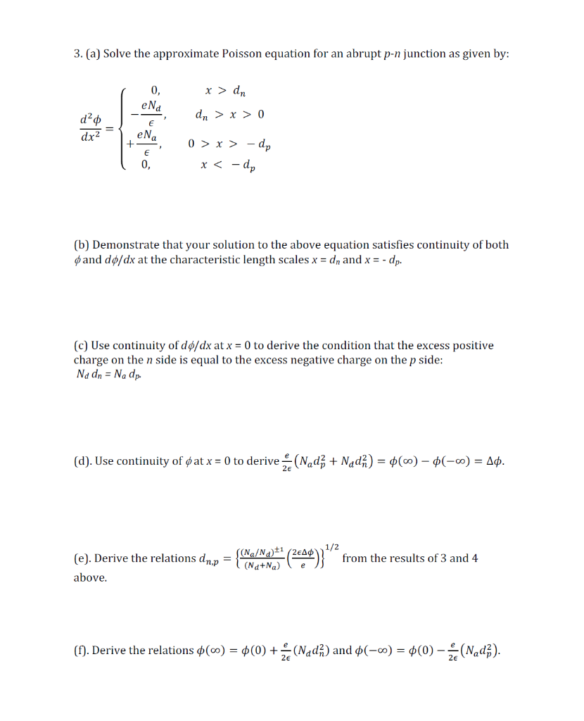 Solved 3. (a) Solve the approximate Poisson equation for an | Chegg.com