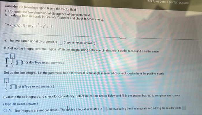 Solved Consider the following region R and the vector field | Chegg.com
