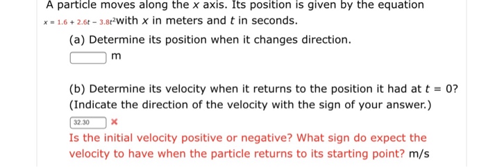 Solved An object moves along the x axis according to the | Chegg.com