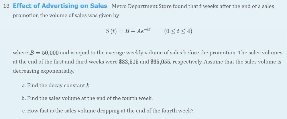 Solved 8. Effect of Advertising on Sales Metro Department | Chegg.com