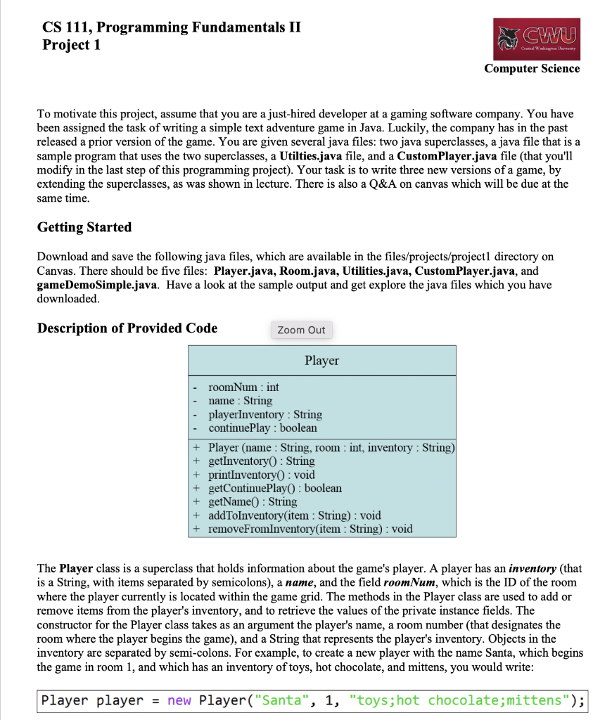 Solved CS 111, Programming Fundamentals II Project 1 CWU ke | Chegg.com