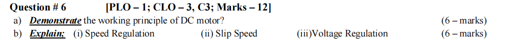 Solved Question # 6 [PLO-1; CLO-3, C3; Marks - 12] a) | Chegg.com
