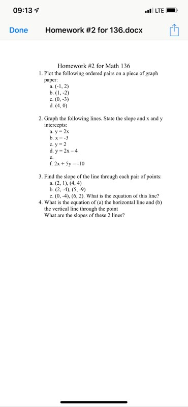 Solved 09:13 Ủ LTED Done Homework #2 for 136.docx Homework | Chegg.com