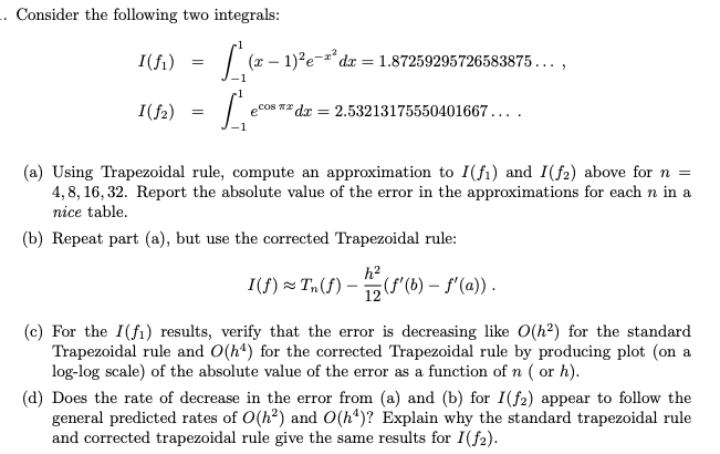 . Consider the following two integrals: | Chegg.com
