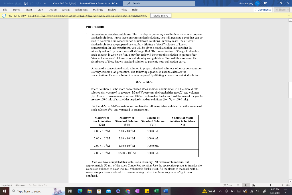 Solved I have attached my Chem lab packet, I need help with | Chegg.com