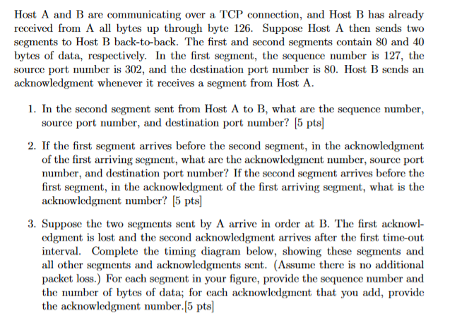 Solved Host A And B Are Communicating Over A Tcp Connection