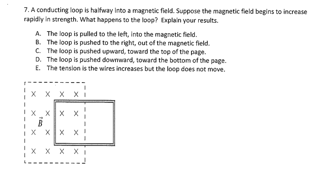 Solved 7. A conducting loop is halfway into a magnetic | Chegg.com