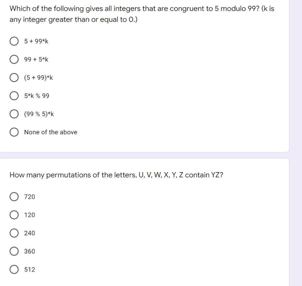 Solved Which of the following gives all integers that are | Chegg.com
