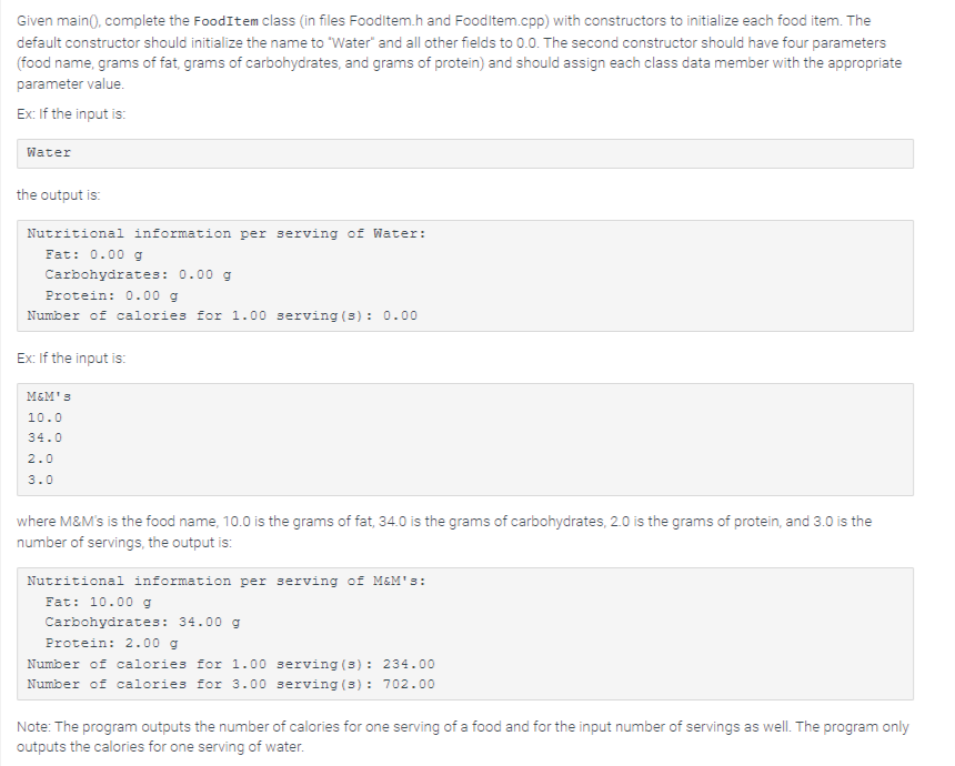 Solved Given Code: FoodItem.cpp #include | Chegg.com