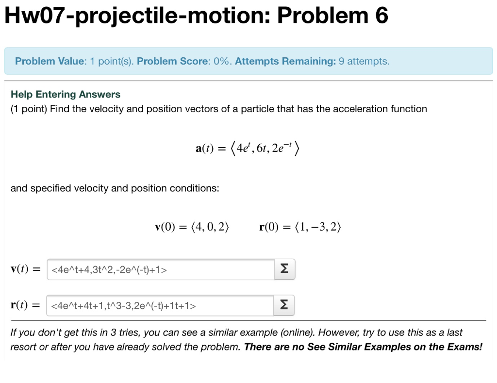 Solved Hw07-projectile-motion: Problem 7 Problem Value: 1 | Chegg.com