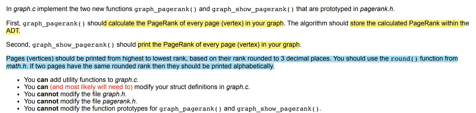 Solved In graph.c implement the two new functions | Chegg.com