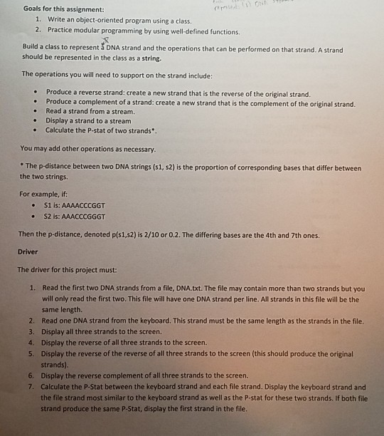 Solved Goals for this assignment: 1. Write an | Chegg.com