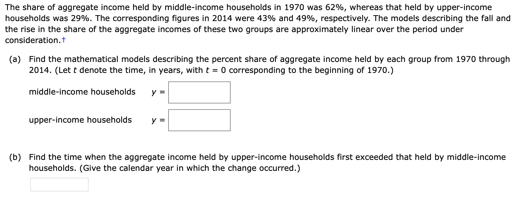 Solved The share of aggregate income held by middle-income | Chegg.com
