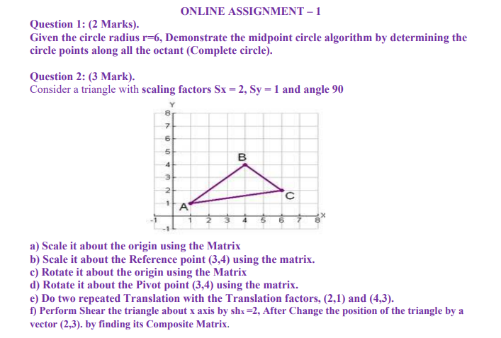 ONLINE ASSIGNMENT - 1 Question 1: (2 Marks). Given | Chegg.com