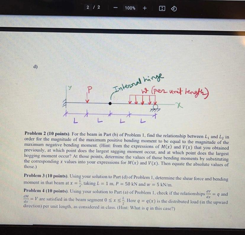 Solved Problem 1 (40 points). For each of the beams shown | Chegg.com